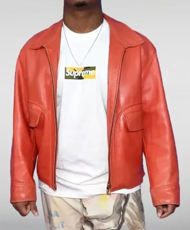 American Rapper Juice Wrld Leather Orange Jacket - Oskar Jacket